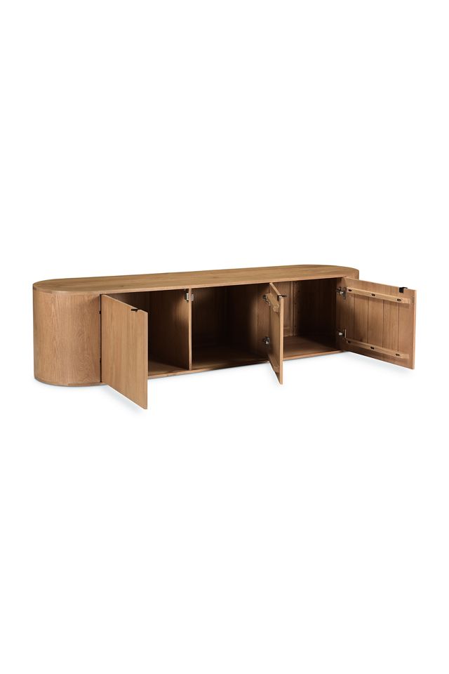 Theo Solid Oak Rounded Media Cabinet | AnthroHome