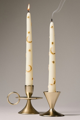 Mystic Icon Taper Candles, Set of 2: Star & Moon Edition | AnthroHome