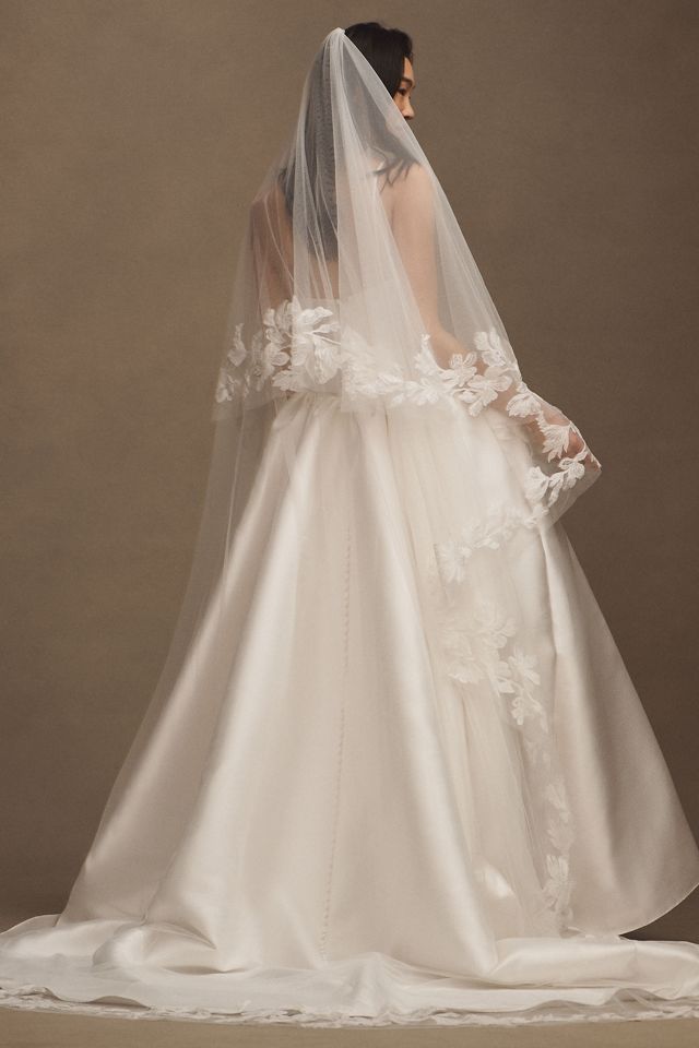 Jenny Yoo Ezra Floral Appliqué Cathedral Veil | Anthropologie