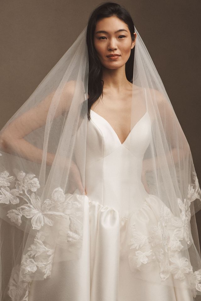 Jenny Yoo Ezra Floral Appliqué Cathedral Veil | Anthropologie