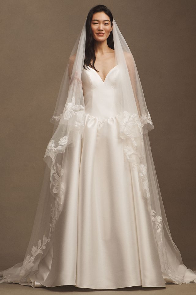 Jenny Yoo Ezra Floral Appliqué Cathedral Veil | Anthropologie