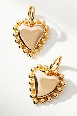 Studded Heart Charm Huggie Earrings | Anthropologie