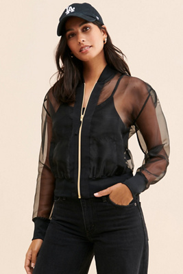 GSTQ Sheer Bomber Jacket | Anthropologie
