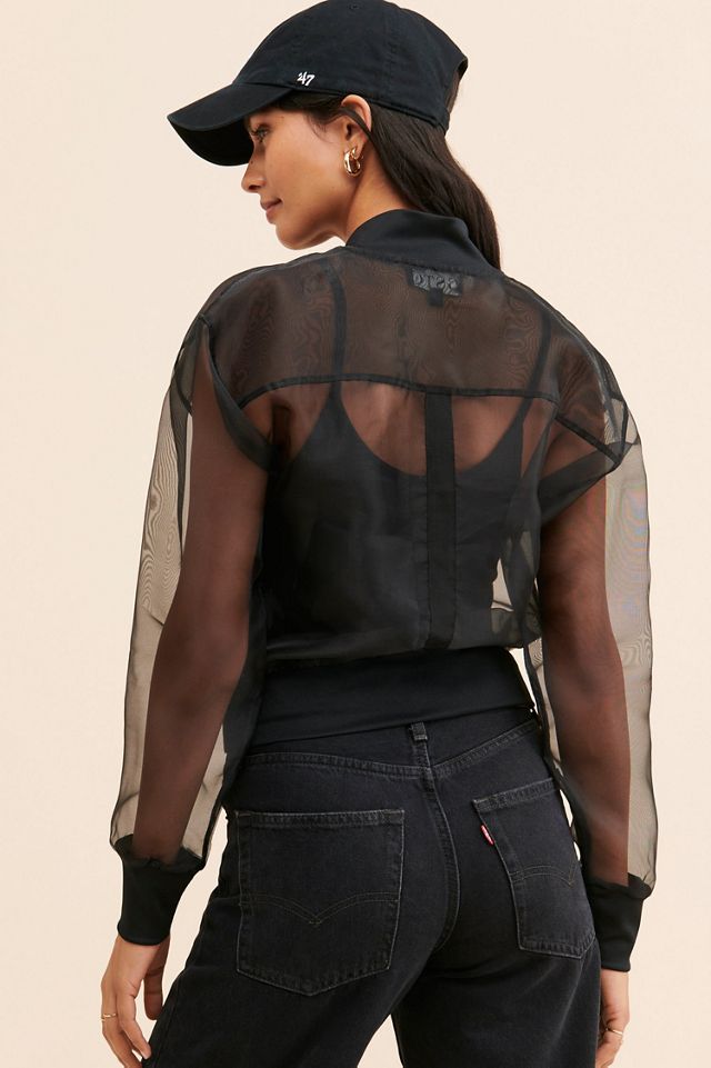 GSTQ Sheer Bomber Jacket | Anthropologie