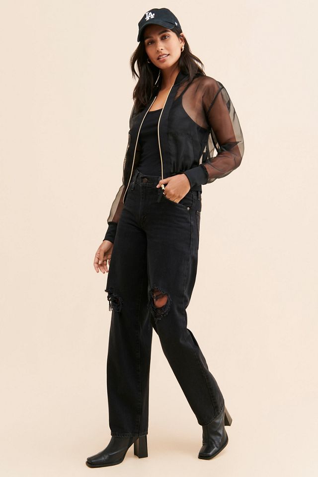 GSTQ Sheer Bomber Jacket | Anthropologie