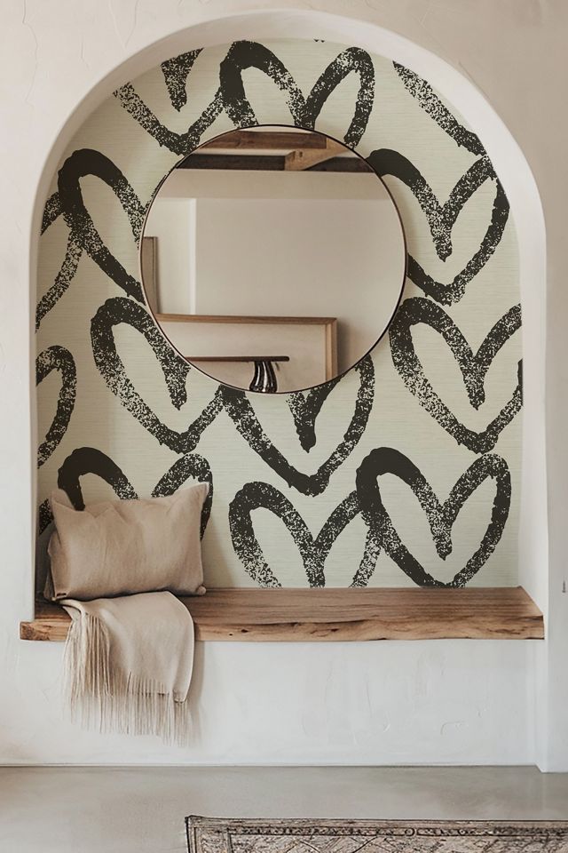 Sunday Social Club House of Shan Hearts Grasscloth Wallpaper | AnthroLiving