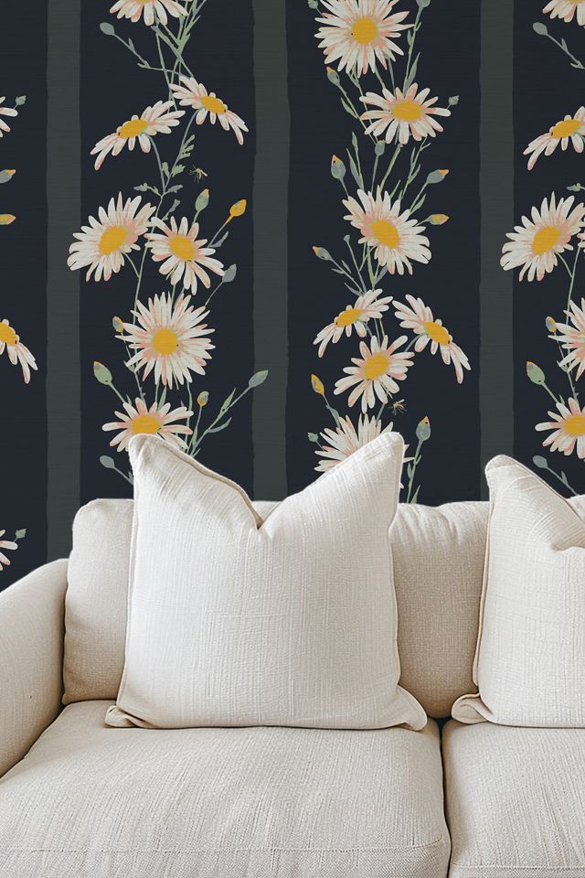 Sunday Social Club Daisy Striped Grasscloth Wallpaper | AnthroLiving
