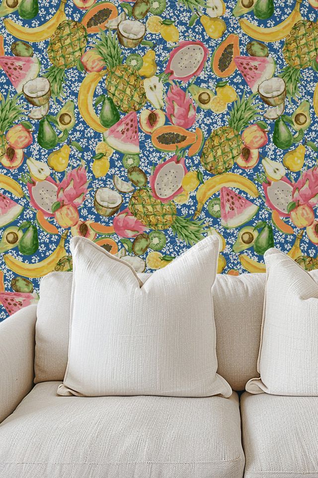 Sunday Social Club Floral Breakfast Club Fruit Grasscloth Wallpaper ...