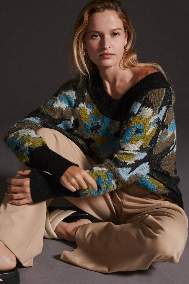 Drop Shoulder V-Neck Sweater | Anthropologie