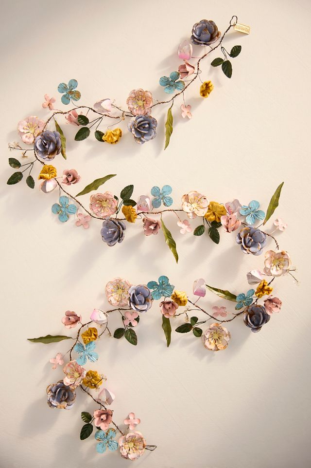 Mixed Floral Iron Garland | Anthropologie