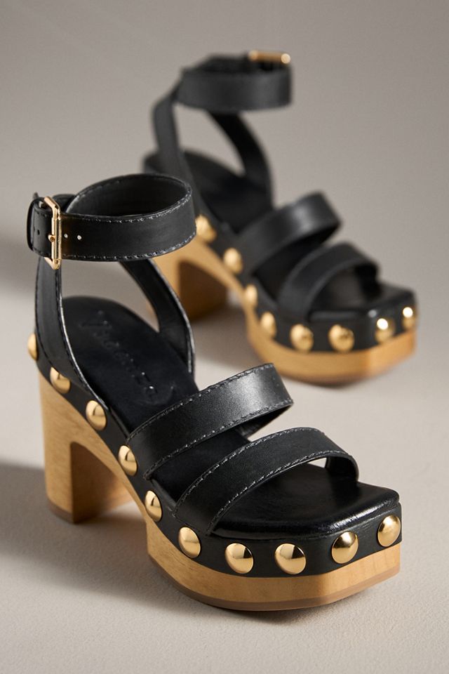 Vicenza Wood-Bottom Studded Platform Sandals | Anthropologie