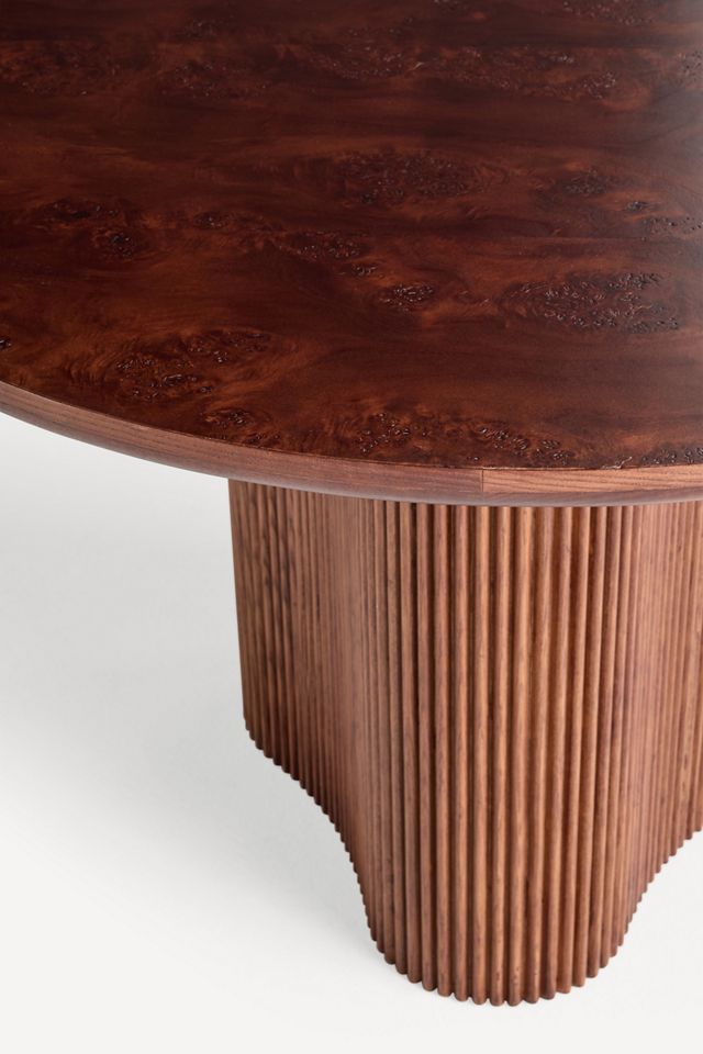 Scout Round Fluted Pedestal Burl Wood Dining Table | AnthroHome