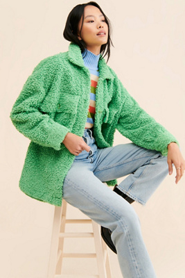 English Factory Fuzzy Oversized Shirt Jacket | Anthropologie