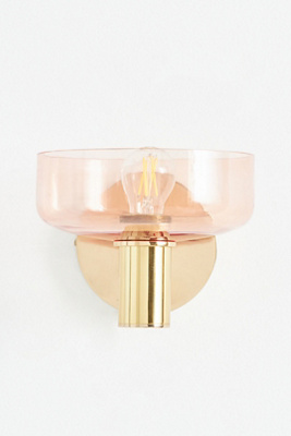 Morgan Glass & Brass Pink Sconce Wall Light | Anthropologie
