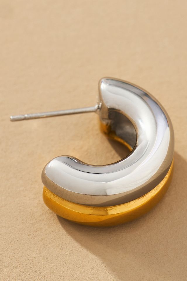 Mixed Metal Double Hoop Earrings | Anthropologie