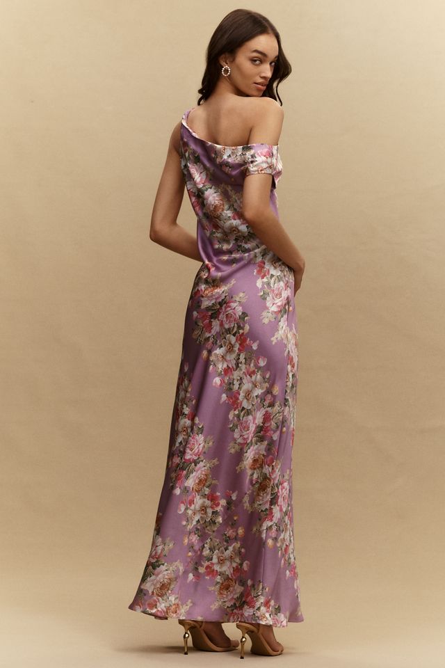 BHLDN Sienna Off-The-Shoulder High-Shine Satin Maxi Dress | Anthropologie