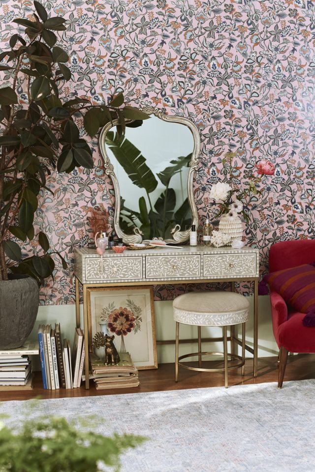 Scroll Vine Inlay Stool | Anthropologie