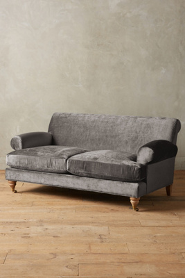 Slub Velvet Willoughby Settee, Wilcox | AnthroLiving