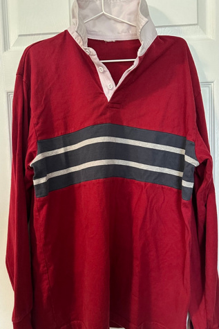 Burgendy Red Rugby Shirt with Blue and Gray Stripe Selected by KA.TL.AK ...
