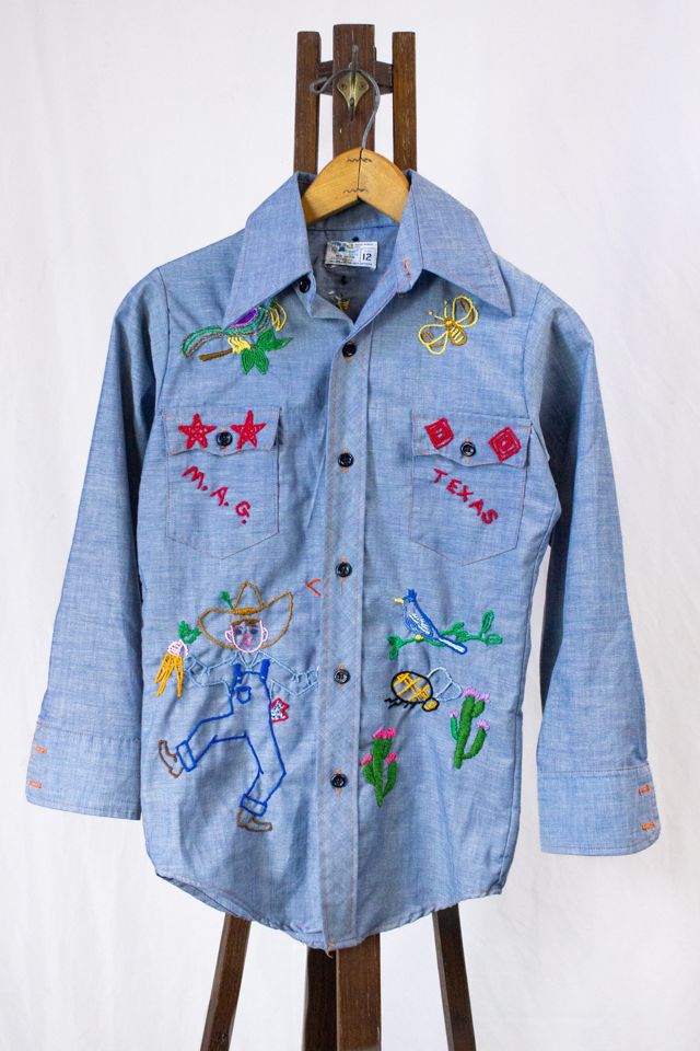 Vintage 70s JcPenney Chambray Texas Button Up Shirt Selected by Black ...