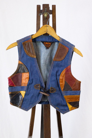 Vintage Swan Denim and Leather Patchwork Vest Selected by Black Shag ...