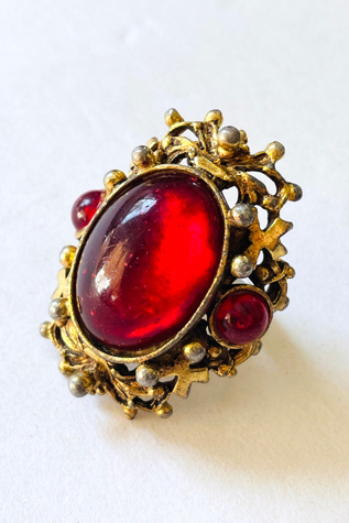 Vintage 1970's Large Red Cabochon Ring Selected by FernMercantile ...