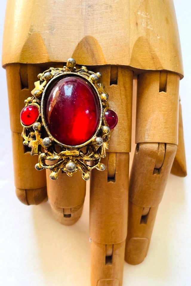 Vintage 1970's Large Red Cabochon Ring Selected by FernMercantile ...