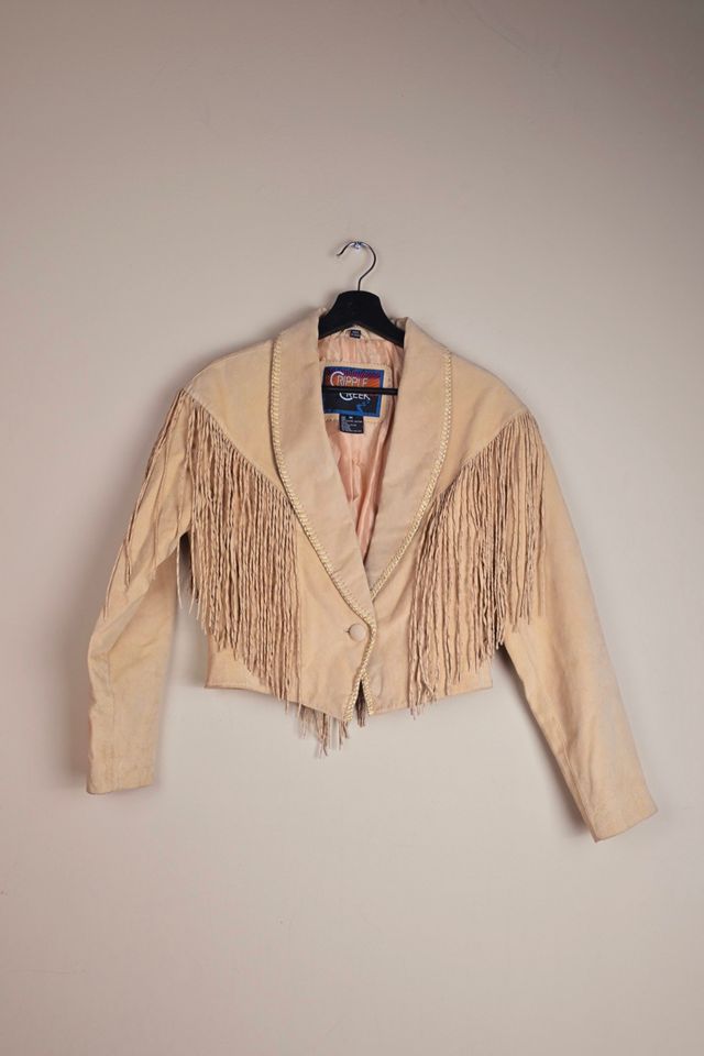 Vintage Cripple Creek Cropped Western Suede Leather Jacket with Fringes ...
