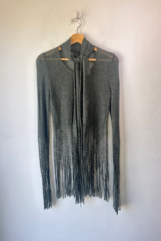 Vintage Anna Sui Green Knit Fringe Sweater Selected by The Curatorial ...