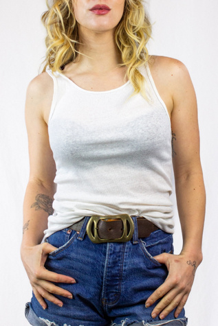 Vintage 70s Hanes Ribbed White Tank Top Selected by Black Shag Vintage ...