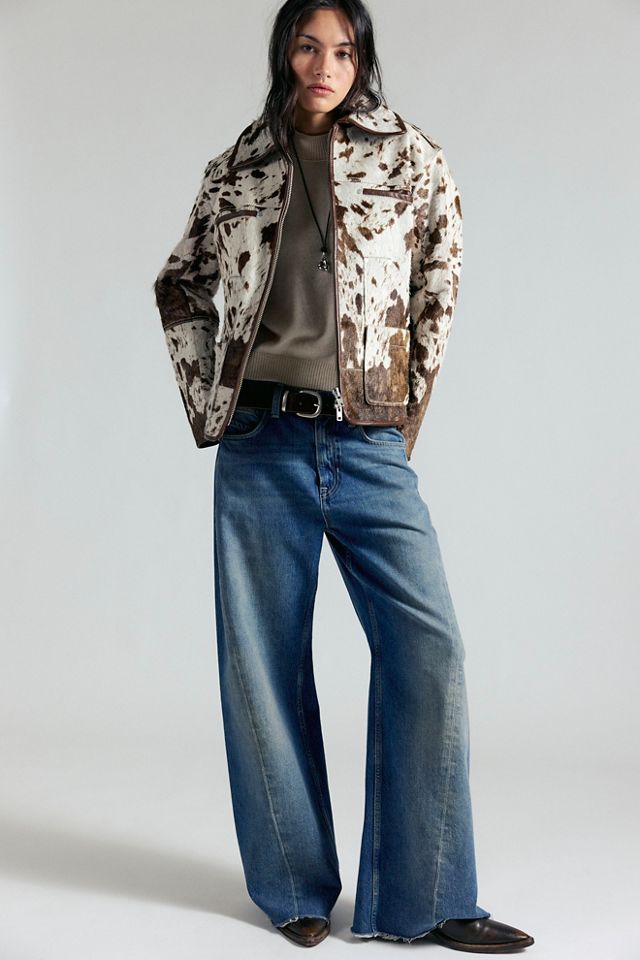 We The Free Dally Cow Print Pony Hair Jacket | Free People UK
