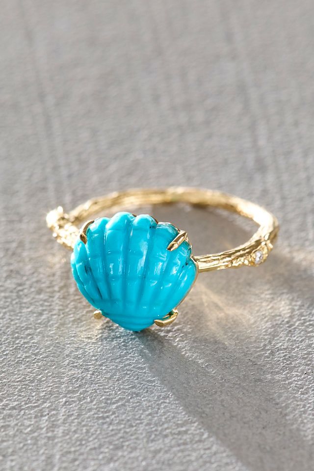 Elisabeth Bell Turquoise Shell Ring | Free People