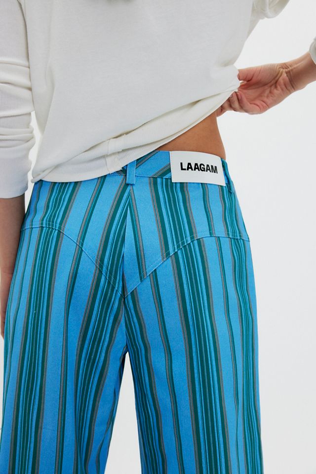 Laagam Leroy Blue Striped Twill Pants | Free People