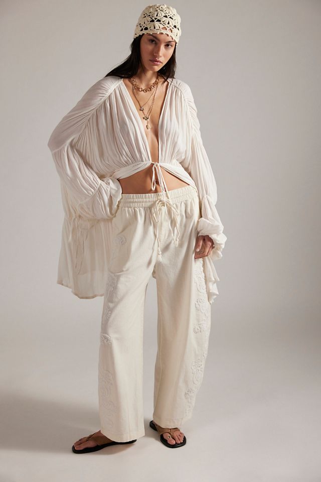 Pantalon Barrel à Enfiler Lex Brodé | Free People FR