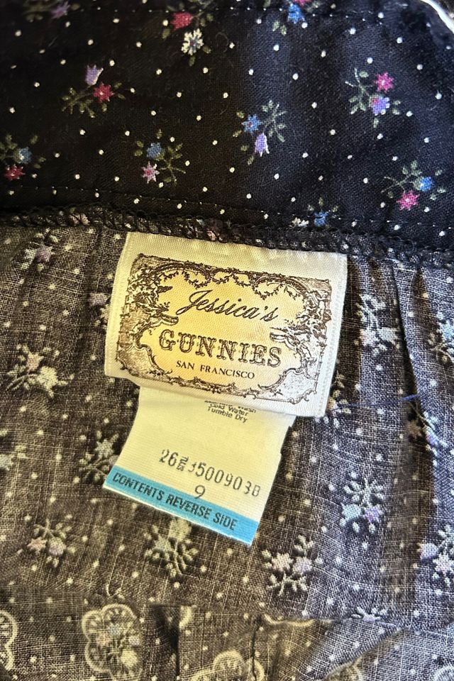 1970s Gunne Sax Black Ditsy Floral Lace Prairie Skirt Selected by Two ...