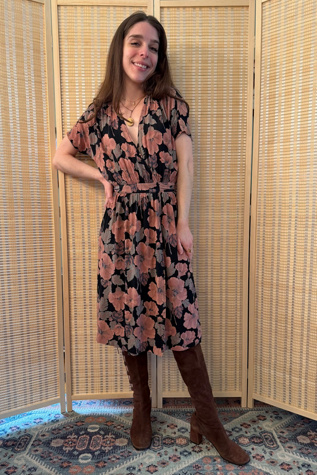 1970s Young Edwardian Black Floral Wrap Dress Selected by Two Vintage ...