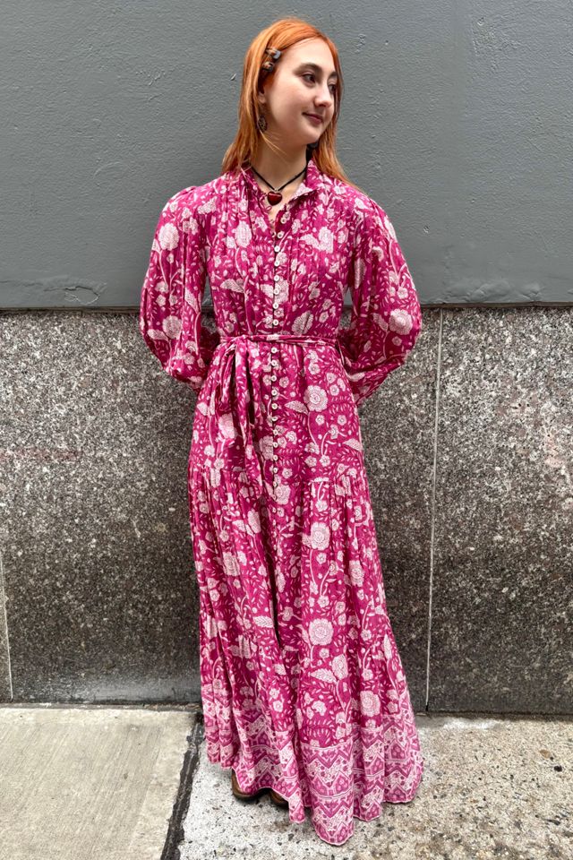 Vintage Block Print Cotton Maxi Dress Selected by Nomad Vintage | Free ...