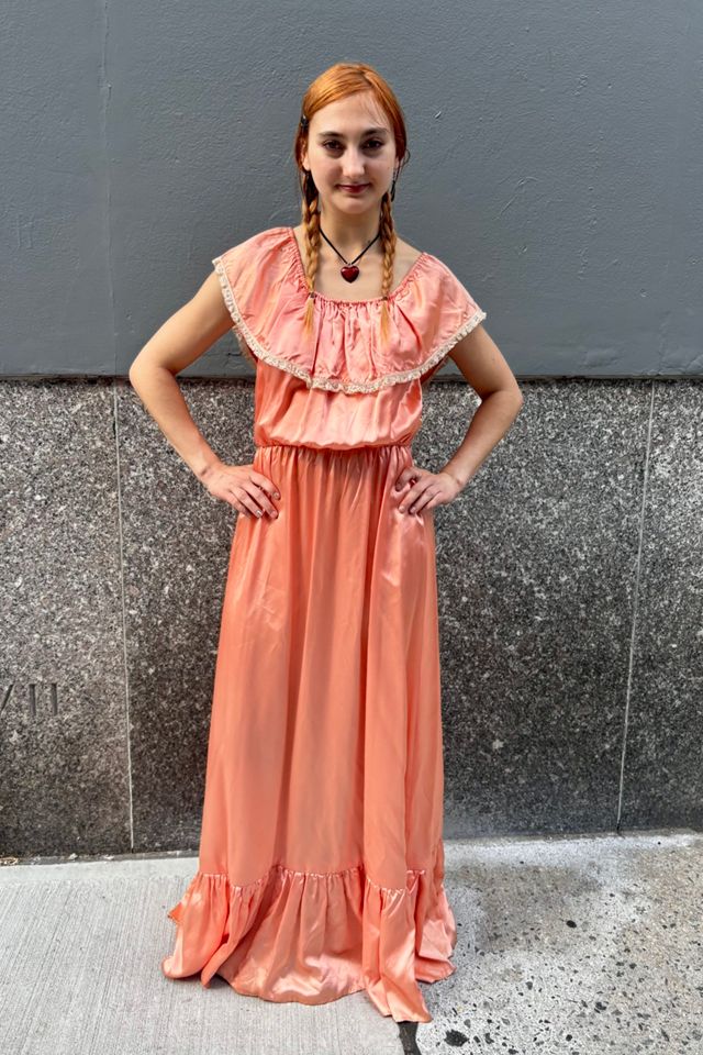 Vintage 1970’s Coral Satin Gown Selected by Nomad Vintage | Free People
