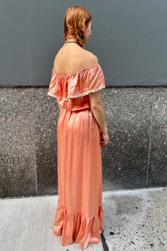 Vintage 1970’s Coral Satin Gown Selected by Nomad Vintage | Free People