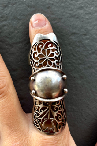 Gothic Sterling Silver Handmade Filagree Jointed Armour Ring Selected ...