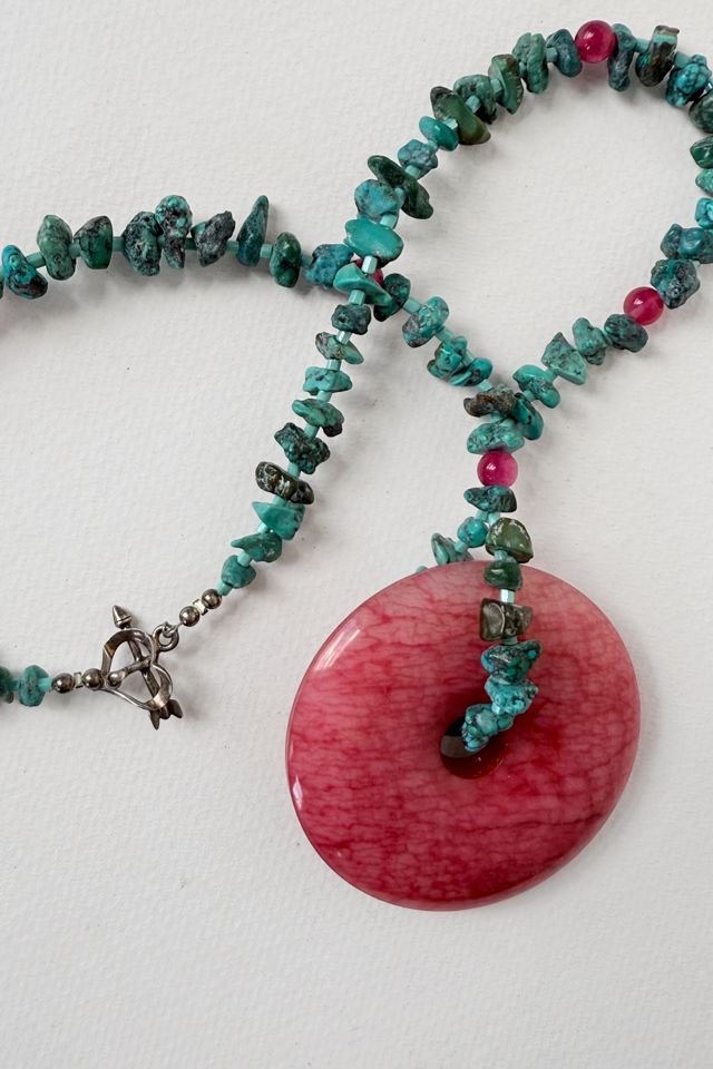 Vintage Turquoise Bead and Sterling Disc Necklace Selected by MARMALADE ...