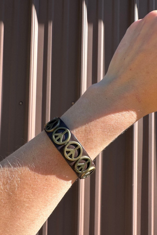 Vintage Peace Sign Leather Cuff Selected by Grievous Angel Vintage ...