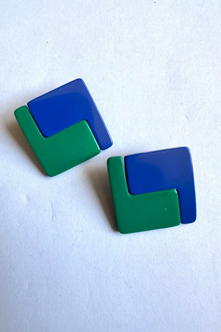 Vintage 1980s Two Tone Puzzled Stud Earrings Selected by Grievous Angel ...