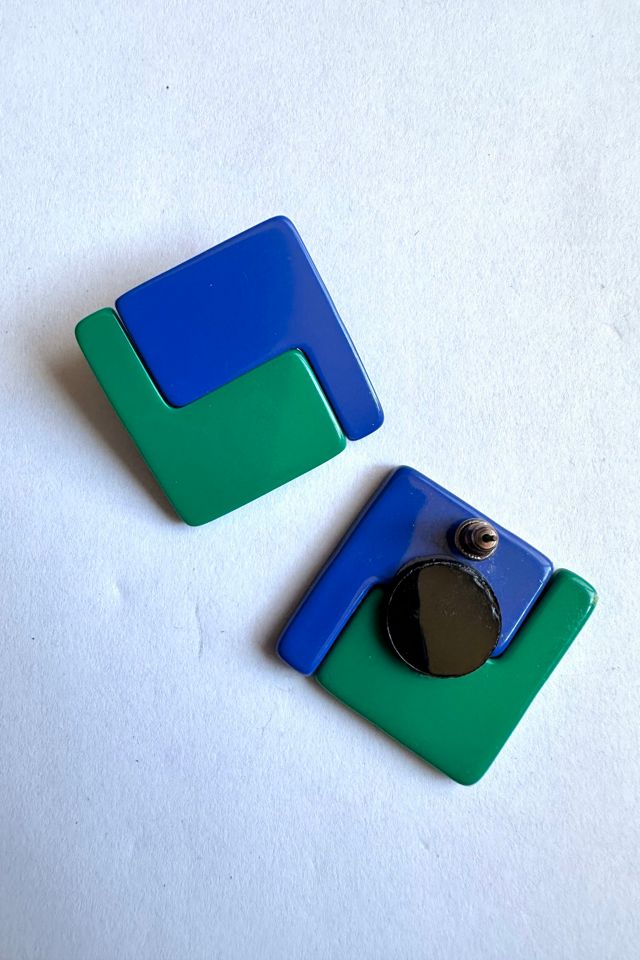 Vintage 1980s Two Tone Puzzled Stud Earrings Selected by Grievous Angel ...