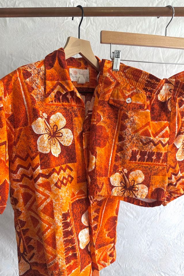 Vintage 1960s Orange Hawaiian Floral Set Selected by Grievous angel ...