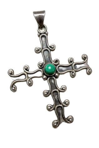 Vintage Sterling Silver + Malachite Cross Pendant Selected by Lux ...