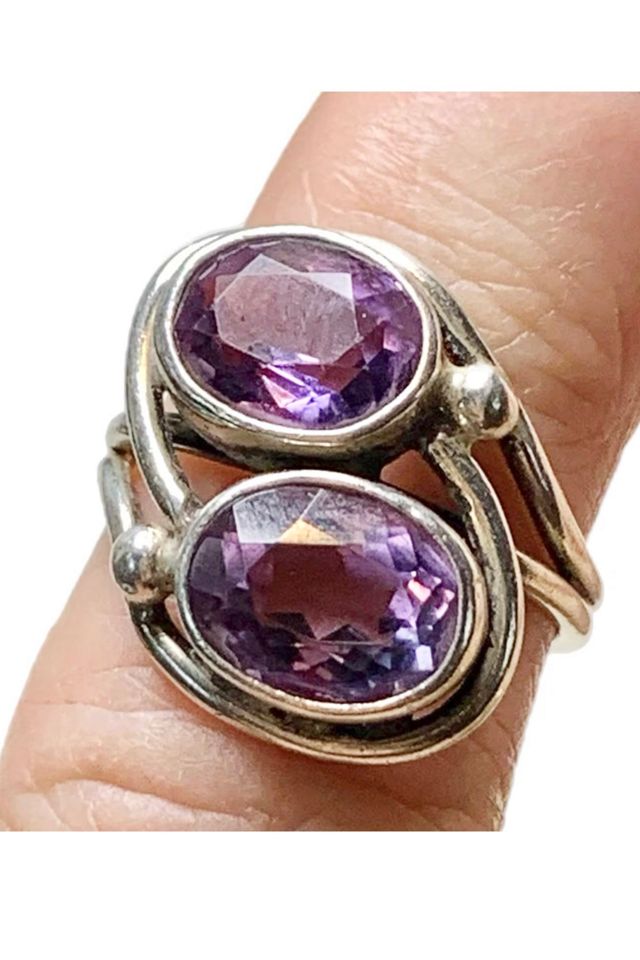 Vintage Sterling + Double Amethyst Ring Selected by Lux Revival | Free ...