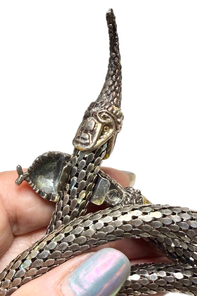 Vintage 1990s Gunmetal Mesh Snake Necklace or Belt Selected by Lux ...