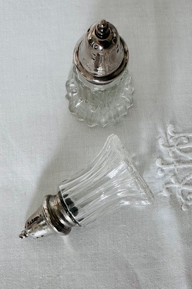 Vintage Tassel Shaped Cut Glass Salt and Pepper Shakers with ...