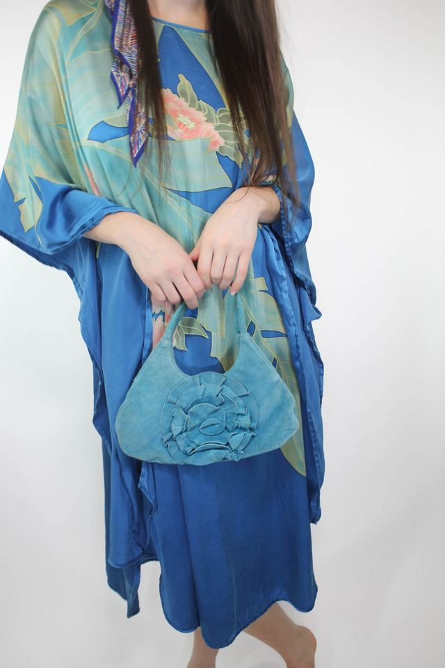 1970s Tropical Palm Silk Kaftan Dress Selected By Moons + Junes Vintage ...